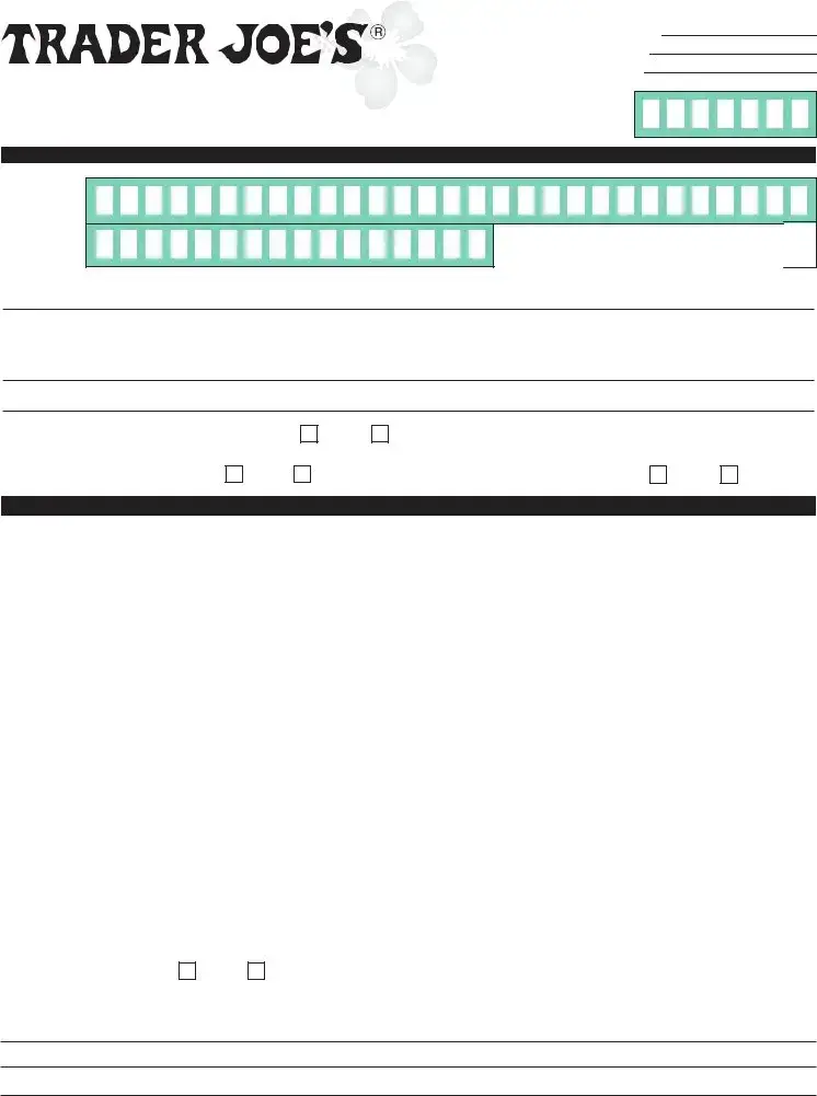 Trader Joe's application Form — Blank PDF Template